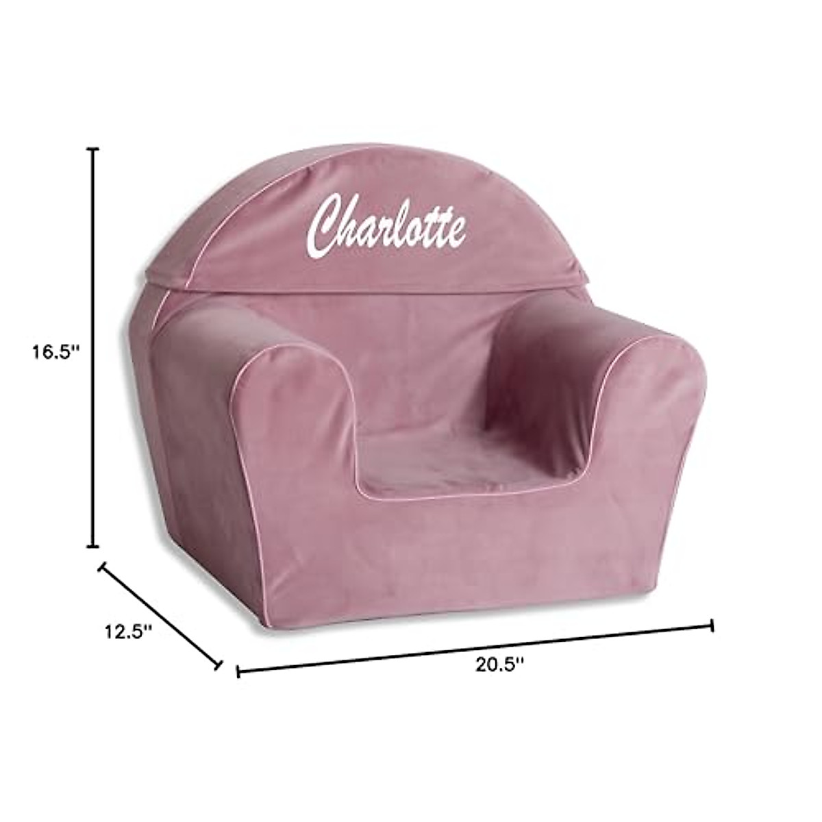 Personalized Toddler Chair With Name - Comfy Reading Chair For Kids with Removable Cover- Lightweight Baby Chair (Pink)