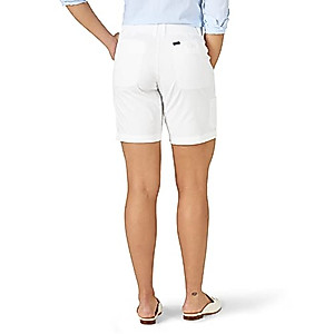 Lee Women's Flex-to-Go Mid-Rise Cargo Bermuda Short, White, 14 Petite
