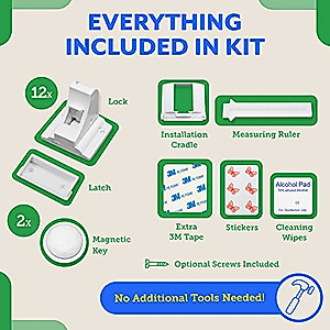 Eco-Baby Child Safety Magnetic Cabinet and Drawer Locks for Proofing Kitchen 12 Pack Child Latches