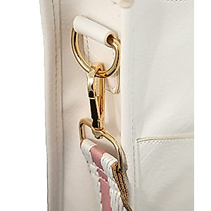 Pinafore Vegan Leather Crossbody Fashion Shoulder Bag | Soft, Magnetic Closure Handbag Purse for Women with Adjustable & Removable Guitar Strap, White