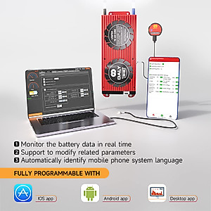 DALY Smart BMS 4S 12V 100A LiFePO4 PCB Protection Board with Balance Leads, Wires 3.2V Battery Protection Module BMS for 18650 Battery Pack 12V with UART(Smart BMS,100A)