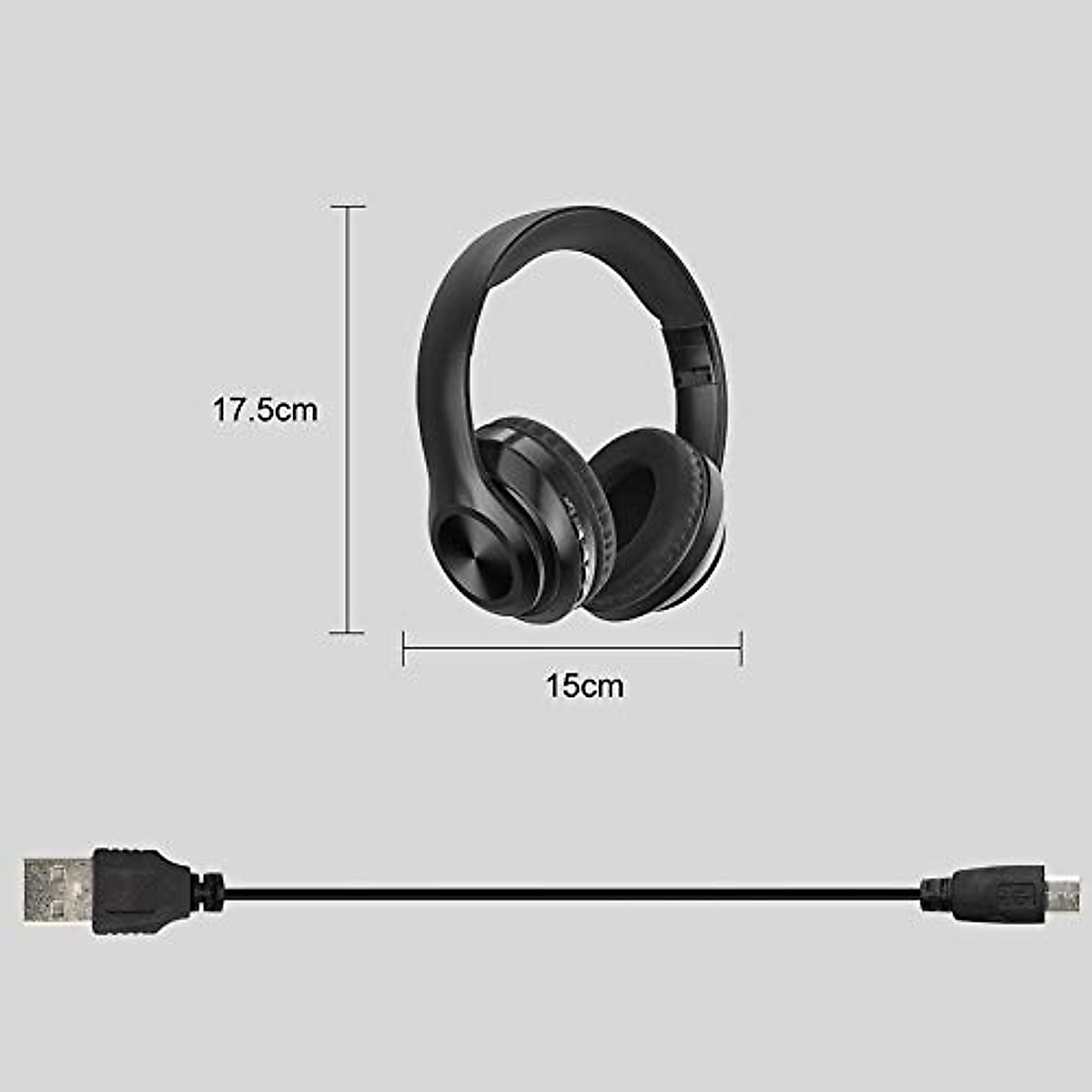 GIFZES Wireless Bluetooth Headphones, P68 Bluetooth 5.0 Foldable Rechargeable Wireless Headset HiFi Sound Headphones for Travel, Online Class, Home Office Black