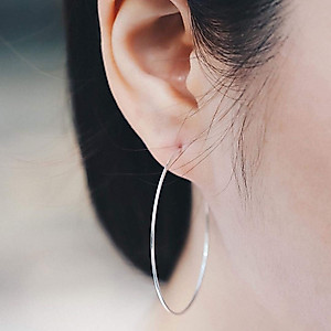 Boma Jewelry Sterling Silver Wire Hoop Earrings (1 1/4 Inch Hoop)