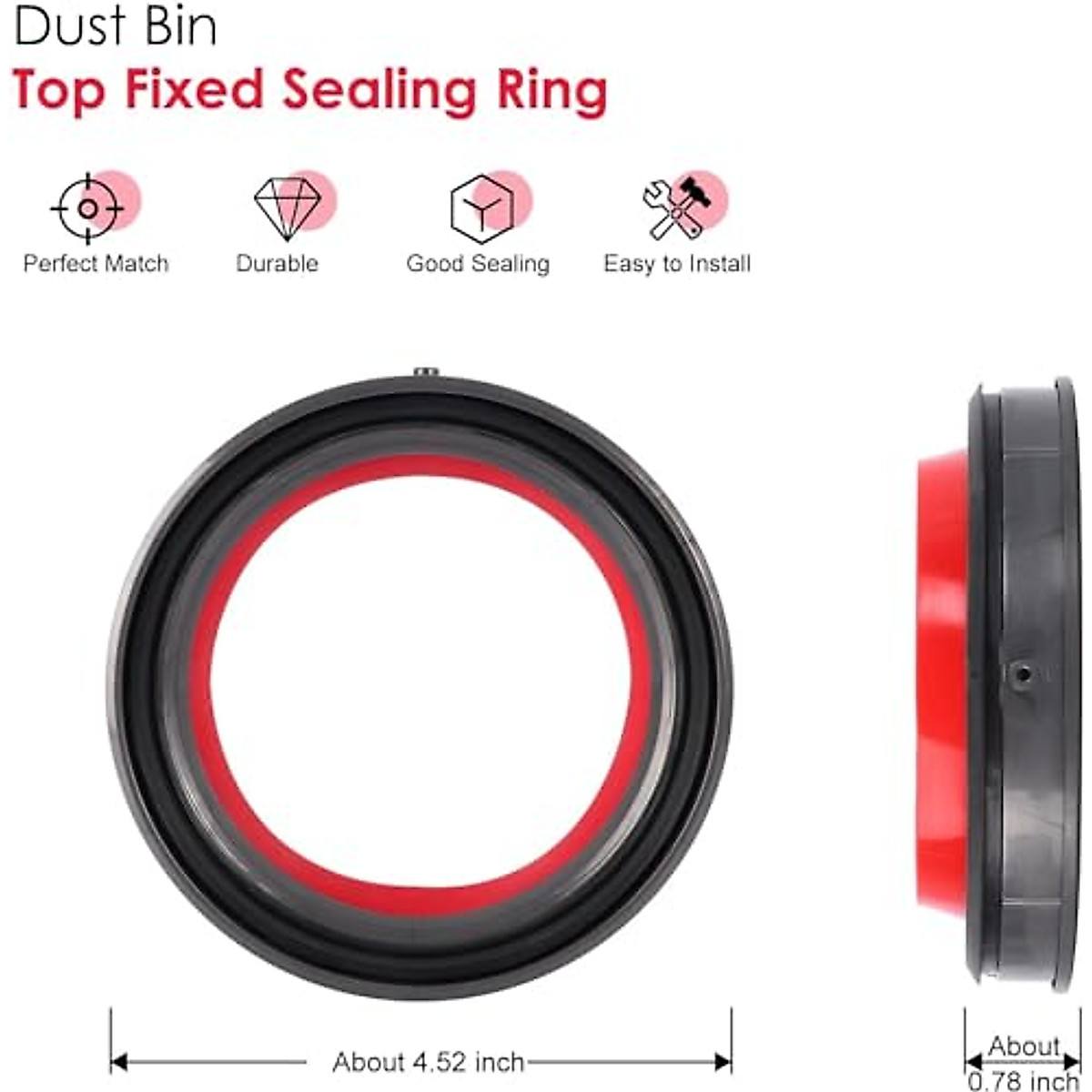 Dust Bin Top Fixed Sealing Ring Replacement Part Compatible with Dyson Cyclone V10 SV12 Vacuum Cleaner, Dust Bucket Dirt Cup Bin Parts Replacement Accessories