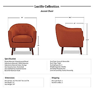 Homelegance Fabric Barrel Chair, Orange