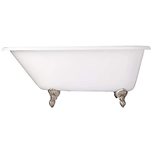 Signature Hardware 307195 Miya 54" Cast Iron Soaking Clawfoot Tub with Pre-Drilled Overflow Hole - White/White Feet