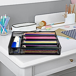 COSWE Silverware Tray for Drawer, Silverware Organizer, Metal Drawer Organizer Kitchen Utensils with Foam Feet Multi Compartments Cutlery Organizer in Drawer