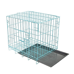 Large Dog Crate Pet Folding Cage Collapsible Dog Cage Indoor Outdoor Dog Crate Small Metal Wire Dog Crate with Leak- Pan Portable Pet Cage for Puppy Cat Rabbit Dog Kennel