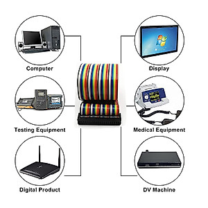 BUUSHI 2.54mm Pitch 40 Pin 40 Way F/F Connector IDC Flat Rainbow Ribbon Cable 1.7ft