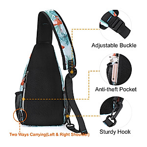 MOSISO Mini Sling Backpack,Small Hiking Daypack Pattern Travel Outdoor Sports Bag, Flamingo