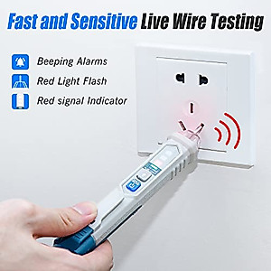 Voltage Tester 12V-1000V/48V-1000V, DIAFIELD Non Contact AC Voltage Tester, Flashing LED and Audible Warning Alarms, Batteries Included