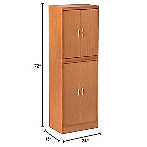 Hodedah 4 Door Kitchen Pantry with Four Shelves, Cherry