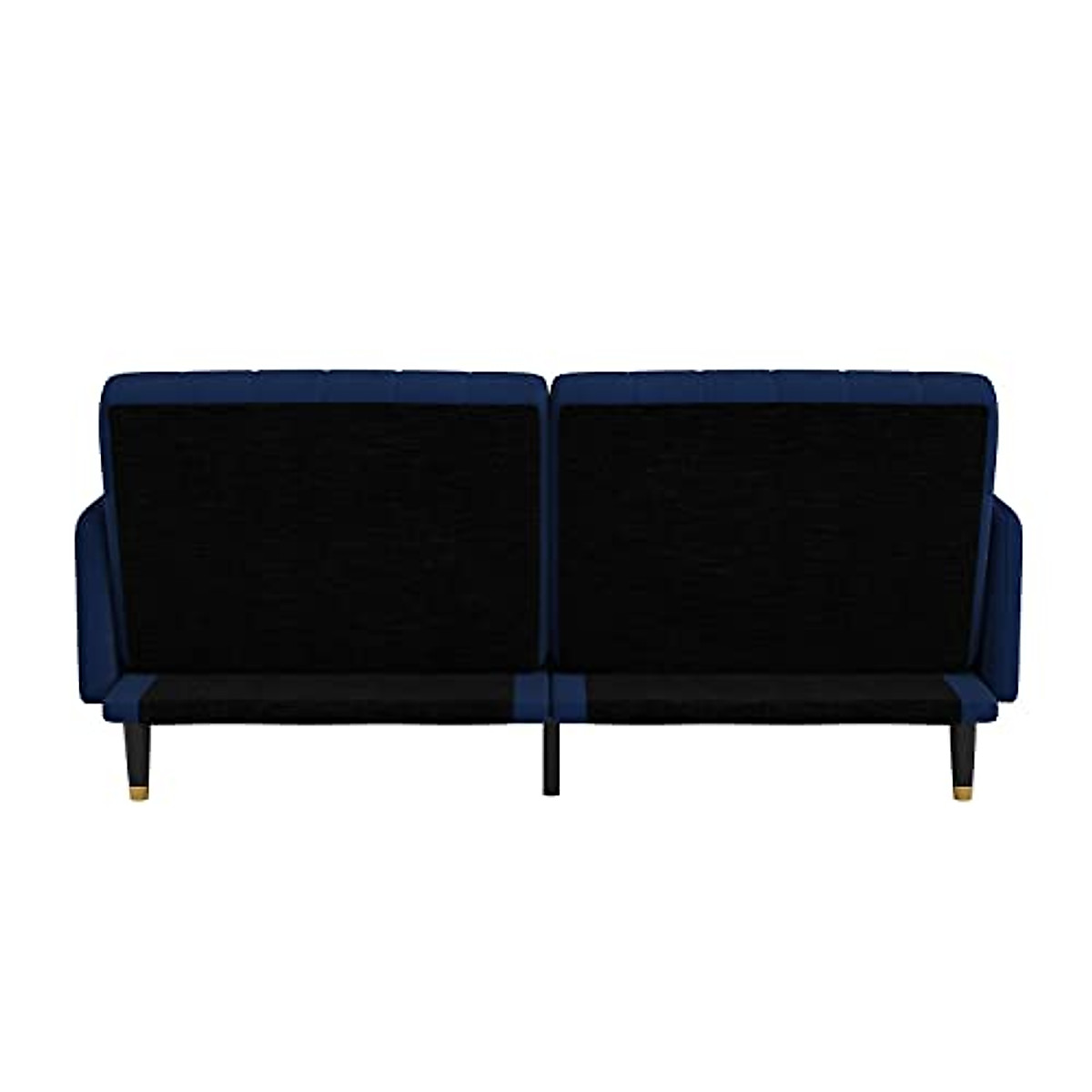 Flash Furniture Sophia Premium Split Back Sofa Futon - Navy Velvet Upholstery - Solid Wood Legs - Convertible Sleeper Couch for Small Spaces