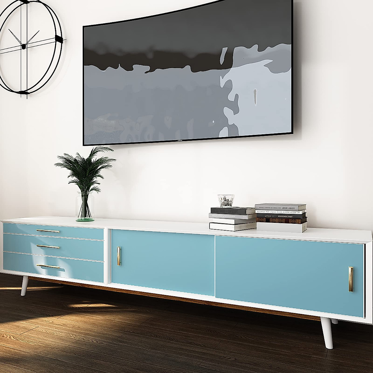 VEELIKE 15.7''x118'' Ocean Blue Wallpaper Peel and Stick Thickening Self Adhesive Blue Contact Paper Waterproof Decorative Vinyl Film for Walls Countertops Cabinets Shelf Drawer Liners Bedroom Kitchen