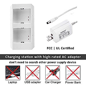 Charging Station for Arlo Charger for Arlo Batteries for Arlo Pro & Arlo Pro 2 & Arlo Go & Arlo Security Light VMA4410 Fireproof Material Adapter Pass FCC & UL Certified