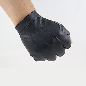LJCZKA Fingerless Driving PU Leather Gloves Outdoor Sport Faux Half Finger with Anti-Slip Layer Glove for Men Women