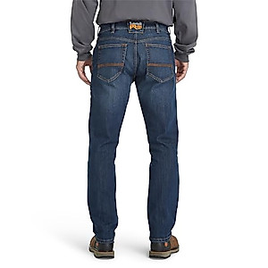 Timberland PRO Men's Ballast Athletic Fit Flex 5 Pocket Jeans, Dark Wash with Sanding, 34W/32L