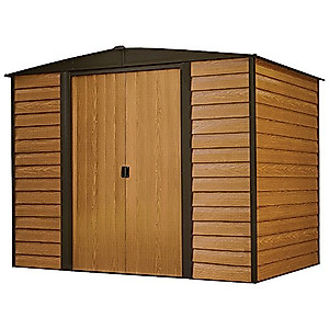 Arrow Shed WR86 Arrow Woodridge Low Gable Steel, Coffee/Woodgrain 8 x 6 ft. Storage Shed
