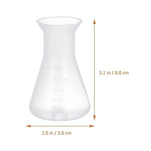 Laboratory Flask, Plastic Erlenmeyer Flask, Clear Scale Plastic Conical Flask 50ml Narrow Neck Without Cap for Lab Home (6pcs)
