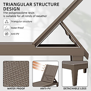 Greesum Outdoor Patio Chaise Chair (Set of 2) with 9FT Umbrellas, 5-Position Waterproof Sun Lounger, for Pool, Garden, Brown and White Blue
