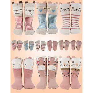 Tiny Captain Baby Toddler Girls Animal Grip Tube Socks Non/Slip Anti-Skid 1 Year Old Gift Ages 1-3 Socks(1-3 Year Old, Pink)