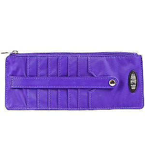 Big Skinny Women's Leather Jaguar Credit Card Slim Wallet, Holds Up to 25 Cards,Lightweight,Slim, Purple
