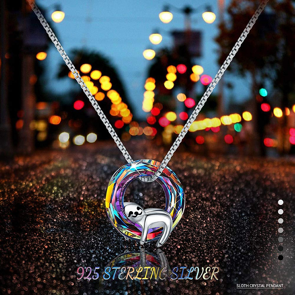 JUSTKIDSTOY Crystal Sloth Necklace for Women 925 Sterling Silver Animal Pendant Necklaces Sloth Jewelry Gifts Christmas Mother's Day Necklace.