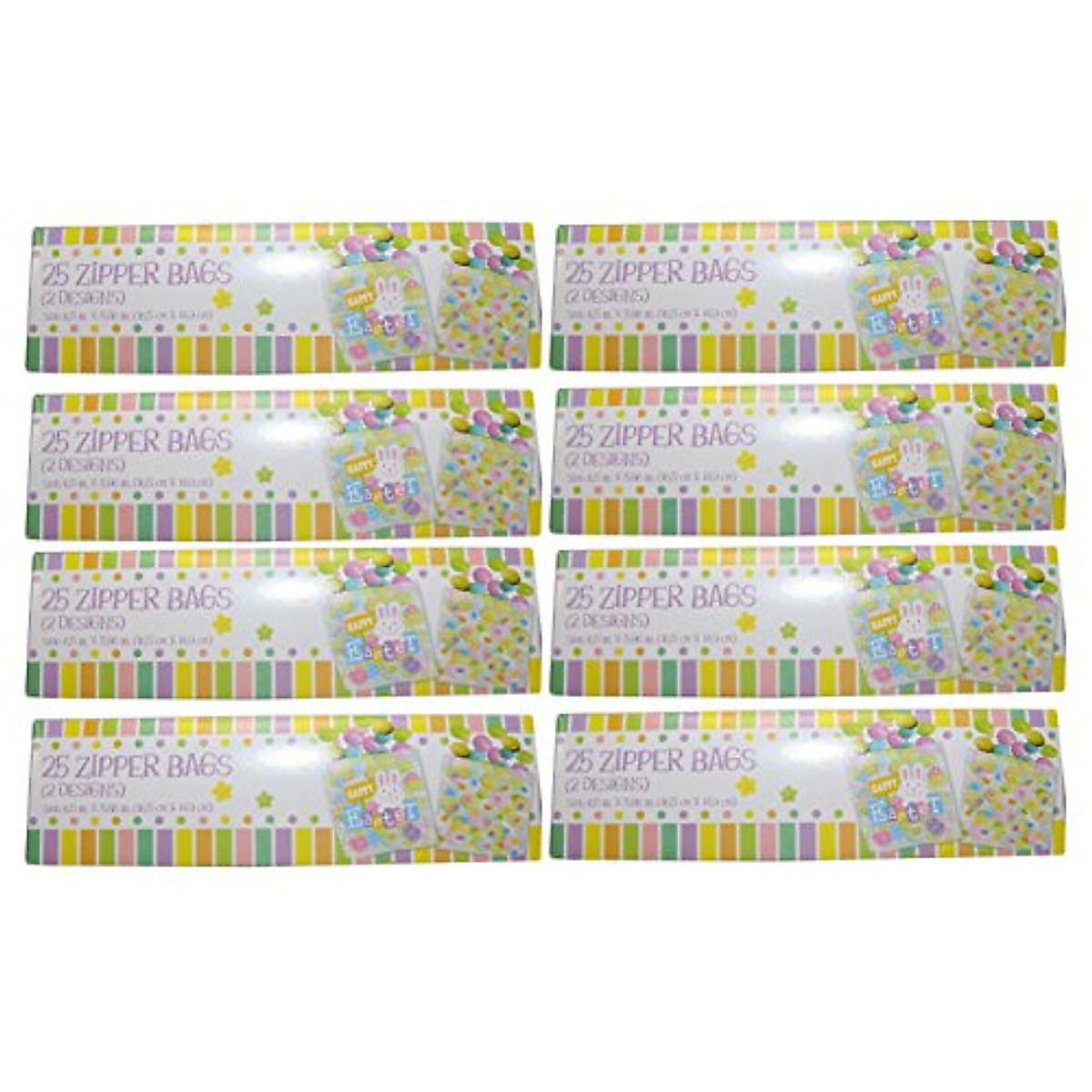 Regent Products Corp Set of 200 Easter Zipper Bags with Easter Bunny, Egg, and Jelly Bean Designs! 6.5"x5.86" - 2 Designs!