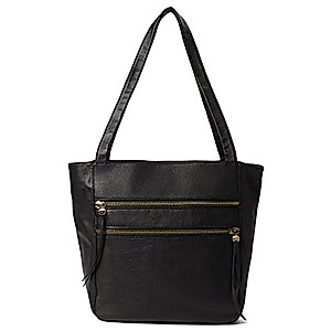 HOBO Womens Keynote Soft Leather Tote Bag For Women - Dual Leather Straps And Brushed Antique Brass Black One Size One Size