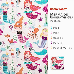 Novelty-Print-Fabric (Mermaids Under-The-sea, 1 Yard)