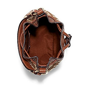 COACH Womens Mini Dempsey Drawstring Bucket 15 In Signature Jacquard With Stripe And Coach Patch Khaki/Redwood Multi