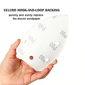 105 PCS Mouse Sander Sandpaper Assortment Palm Sander Sandpaper Detail Sander Sandpaper Hook and Loop 40/60/80/120/180/240/320 Grit Mouse Sandpaper