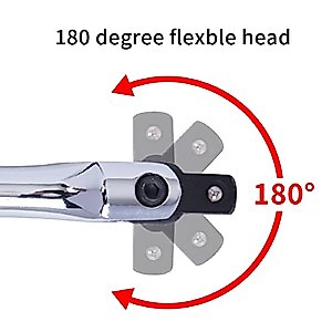 JANNO 18Inch 1/2 Breaker Bar With 1/2 to 3/8 Adapter, 180 Degree Rotatable Breaker Bar, Breaker Bar Set for Breaking Rusted, Stubborn, Stuck Nuts and Bolts