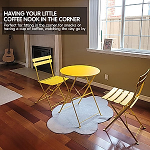 3-Piece Bistro Table and Chairs, Wrought Iron Bistro Set, Anti-Rust, Waterproof Folding Cafe Table and Chairs Set of 2, Foldable Small Bistro Set for Indoor/Outdoor/Porch/Lawn/Balcony/Small Space