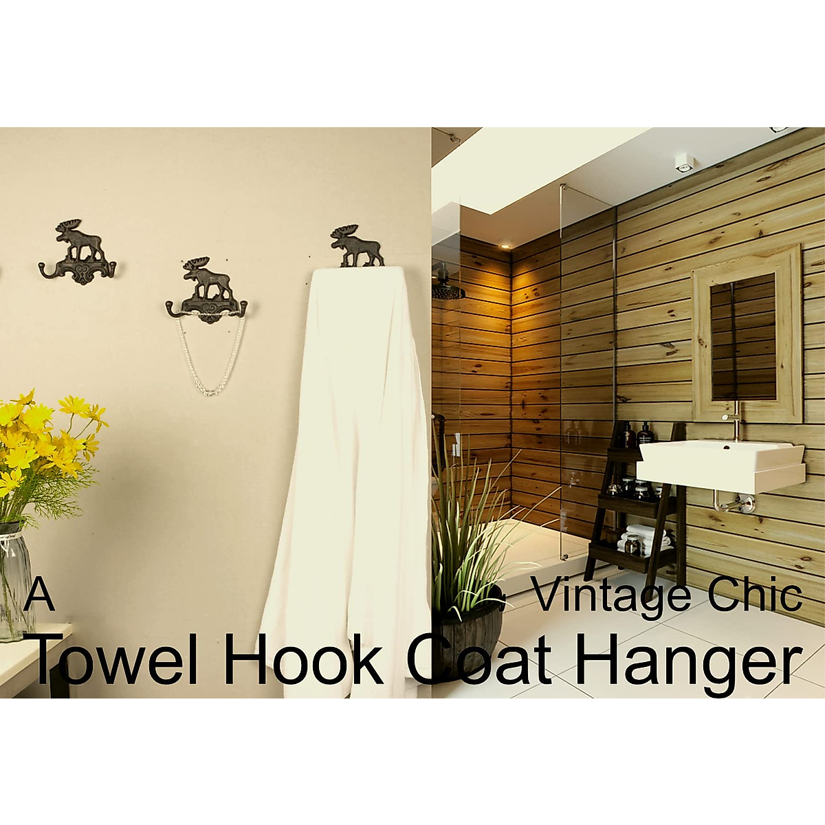 Stelalloy Decorative Wall Hook, Wrought Iron Hooks, Cast Iron Coat Hooks, Deer Antler Décor Wall Hook Animal, Rustic Coat Hooks, Towel Holder, Key Holder Wall, Pool Towel Rack, Patio Décor