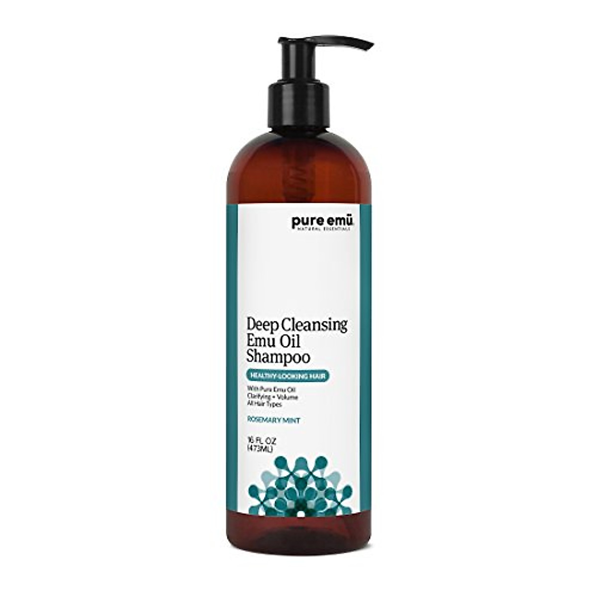 Pure Emu Deep Cleansing Emu Oil Shampoo: Infused With Pure, Fully Refined Emu Oil | Alcohol Free, Paraben-Free, SLS-Free | Convenient Pump Dispenser (Refreshing Rosemary Mint), 16 fl oz