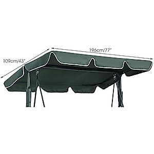 LUARANE 77" x 43" Swing Canopy Replacement Porch Top Cover, Outdoor Waterproof Sun Shade Cover for Outdoor Seat Furniture Chair, Ideal for Garden Patio Park Yard, Top Cover Only (Green)