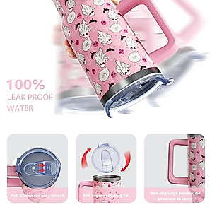 Aokoyi Halloween Ghosts 40oz Tumbler Cup with Handle and Straw, Pastel Holiday Gifts for Women Girls, Stainless Steel Insulated Water Bottle 1PC