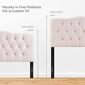Modway Annabel Diamond Tufted Performance Velvet Full Headboard in Pink