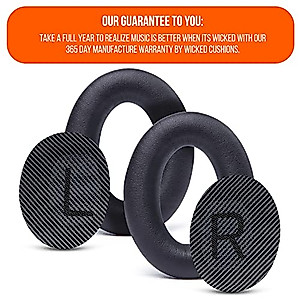 WC Wicked Cushions Upgraded Replacement Ear Pads for Bose QC35 & QC35ii (QuietComfort 35) Headphones & More - Softer Leather, Luxurious Memory Foam, Added Thickness, Extra Durability | Black