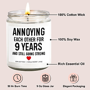 Younift 9 Years Candle, 9 Year Anniversary, Gifts for Him, Her, 9th Anniversary, Gifts for Husband, Wife, 9th Wedding Anniversary, Gifts for Couple, Funny Gifts, Pottery Anniversary