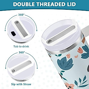 RPLIFE Cute Koalas Blue 40oz Tumbler with Handle, Stainless Steel Tumbler with Straw, Tumbler for Men