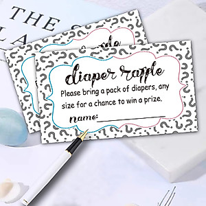 Diaper Raffle Tickets for Baby Shower (50 Count) 3.5" x 2" with Name Line, Baby Shower Game