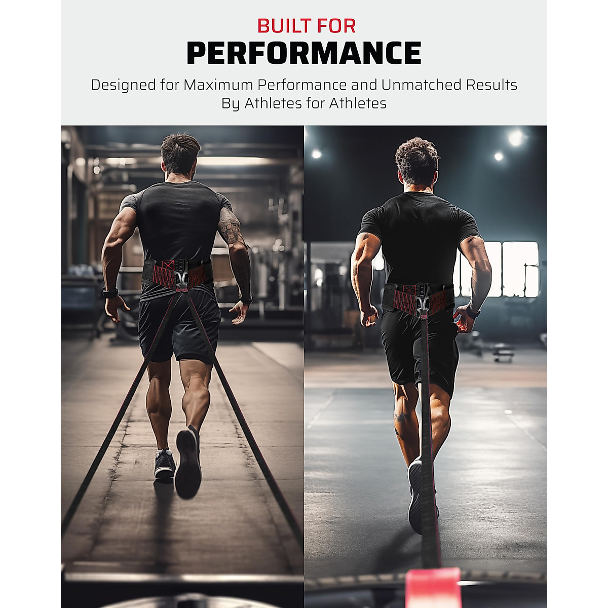 THEFITGUY Sled Pulling Belt, Adjustable Closure, 2 Sled Pulling Straps & 4 Hooks Included - for Resistance Training, Strength Training, Agility, Pulling Backwards, Front and Sides
