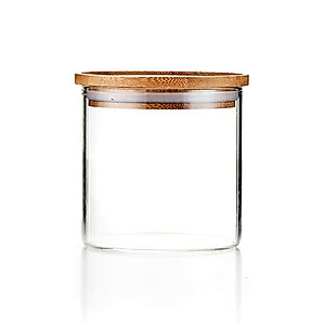 Sweejar Glass Food Storage Jar with Lids(18 OZ),Airtight Canisters Sets for Kitchen,Food Storage Container with Bamboo Lid for Serving Tea, Coffee, Spice and More(18 oz)…