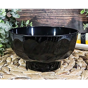 Ebros Gift Japanese Contemporary Black Lacquer Ridged Bowls For Rice Miso Appetizer Soup 4.5" Diameter Made In Japan Decorative Bowl Set of 6 Lacquered Serveware For Restaurants Home Kitchen Gifts
