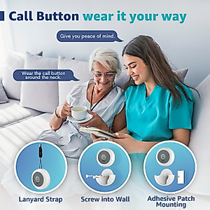 SYNLETT Wireless Calling System, Caregiver Pager for Nurses Station, 10 Waterproof Call Buttons with 1 Monitoring Unit for Emergency, Patients Seniors Clinic, 11 Languages Alert, White