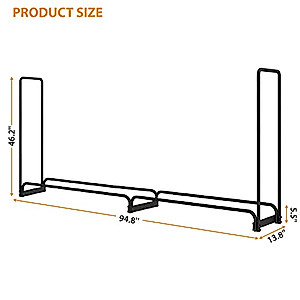 Eurmax USA Firewood Rack Outdoor Log Rack Holder Fireplace Heavy Duty Wood Stacker Storage Rack Holder Steel Tubular Wood Pile Racks Bonus Carry Bag and Strong Belt (8ft)