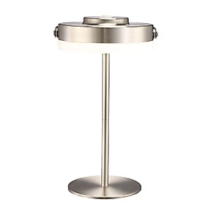 O’Bright Thurlow - Portable LED Lamp for Outdoor / Indoor, Built-in Rechargeable Battery, IP44 Water Resistant, Travel Light, Camping Lantern, Patio Table Lamp, Night Lamp, Brushed Nickel