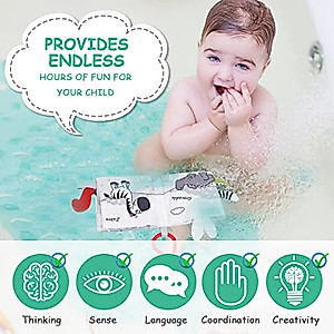 Vicloon Soft Cloth Baby Books, Baby Books 0-6 Months, 3D Black and White High Contrast Soft Cloth Book, Washable Non-Toxic Early Baby Book